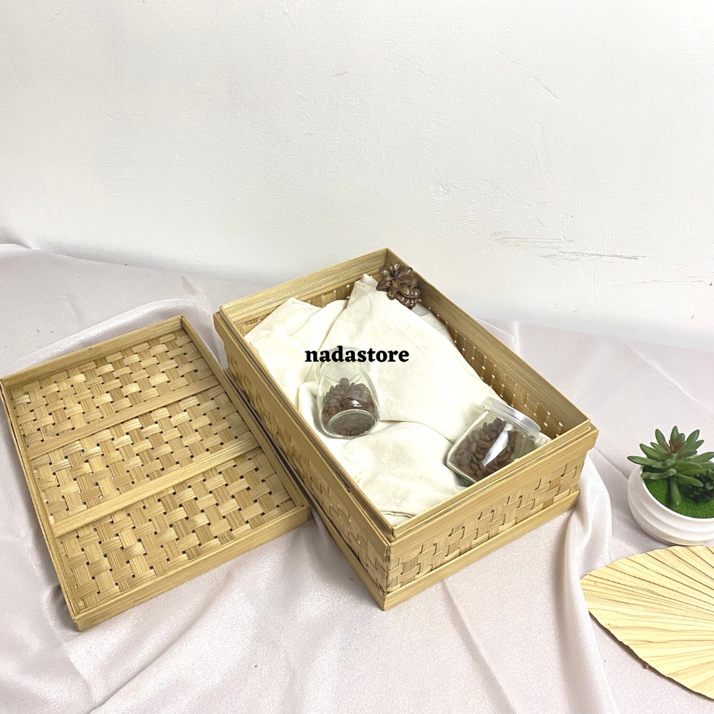 Jual BOX ANYAMAN BAMBU / HAMPERS / KERANJANG TUTUP BAMBU UKURAN ...