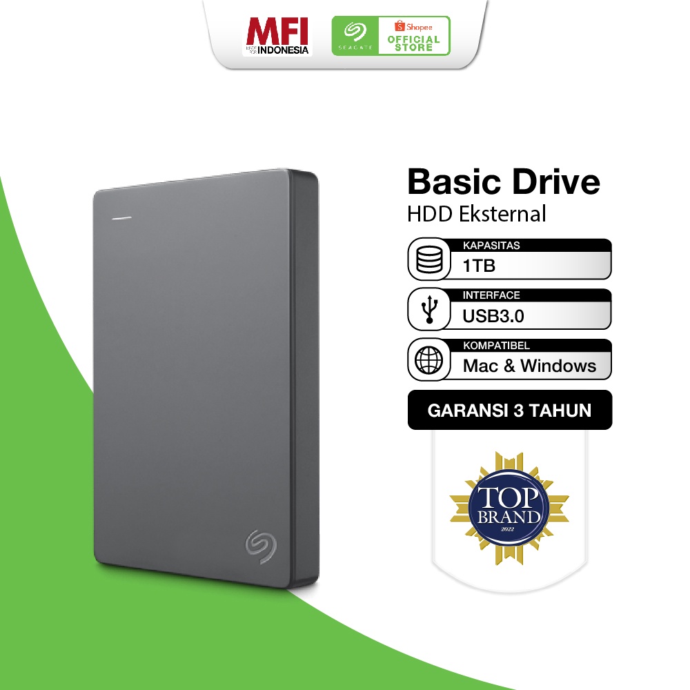Jual Seagate Basic Portable HDD / Hardisk Eksternal 1TB USB3.0 | Shopee Indonesia