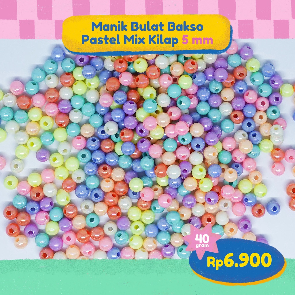 Jual (40gram) MANIK KAPUR BULAT BAKSO PASTEL MIX 5 MM - Jual Manik ...