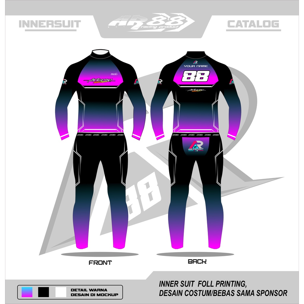 Jual CUSTOM INNER SUIT DALEMAN WERPACK PRINTING AR88RACING BEBAS DESIGN ...