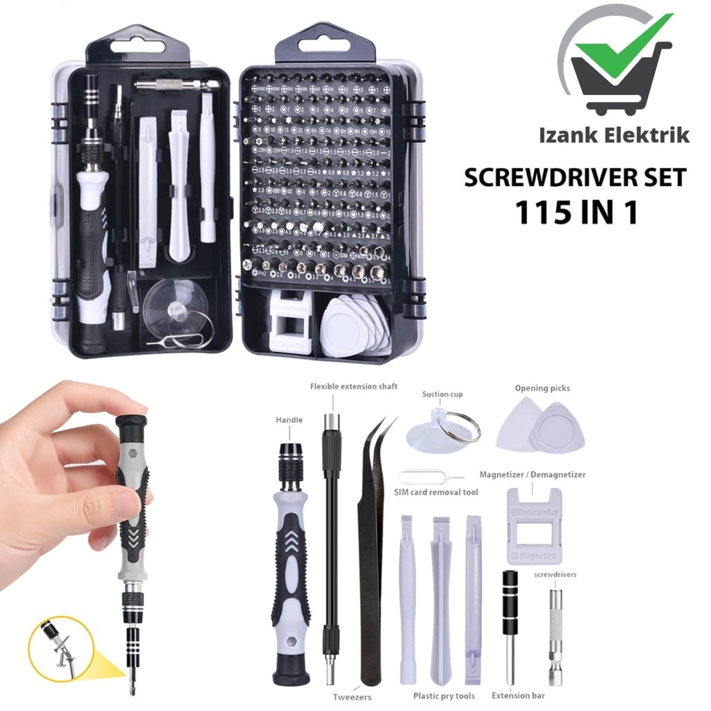 Jual Obeng Hp full set Obeng Service Komputer Laptop Hp Servis 115 in 1 ...