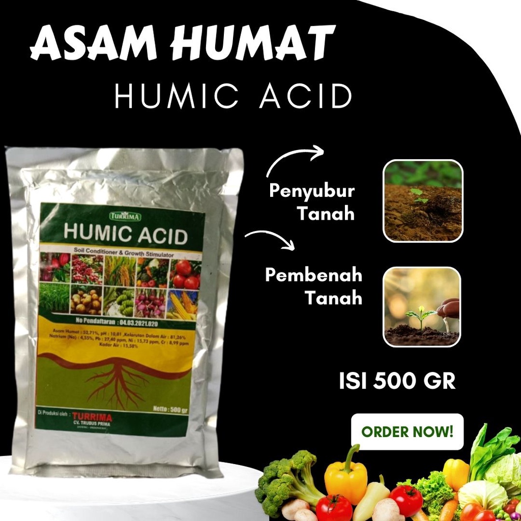 Jual Asam Humat Humic Acid 500 gr, Pupuk Untuk Padi Agar Berbuah Lebat, Penyubur Tanah Organik ...