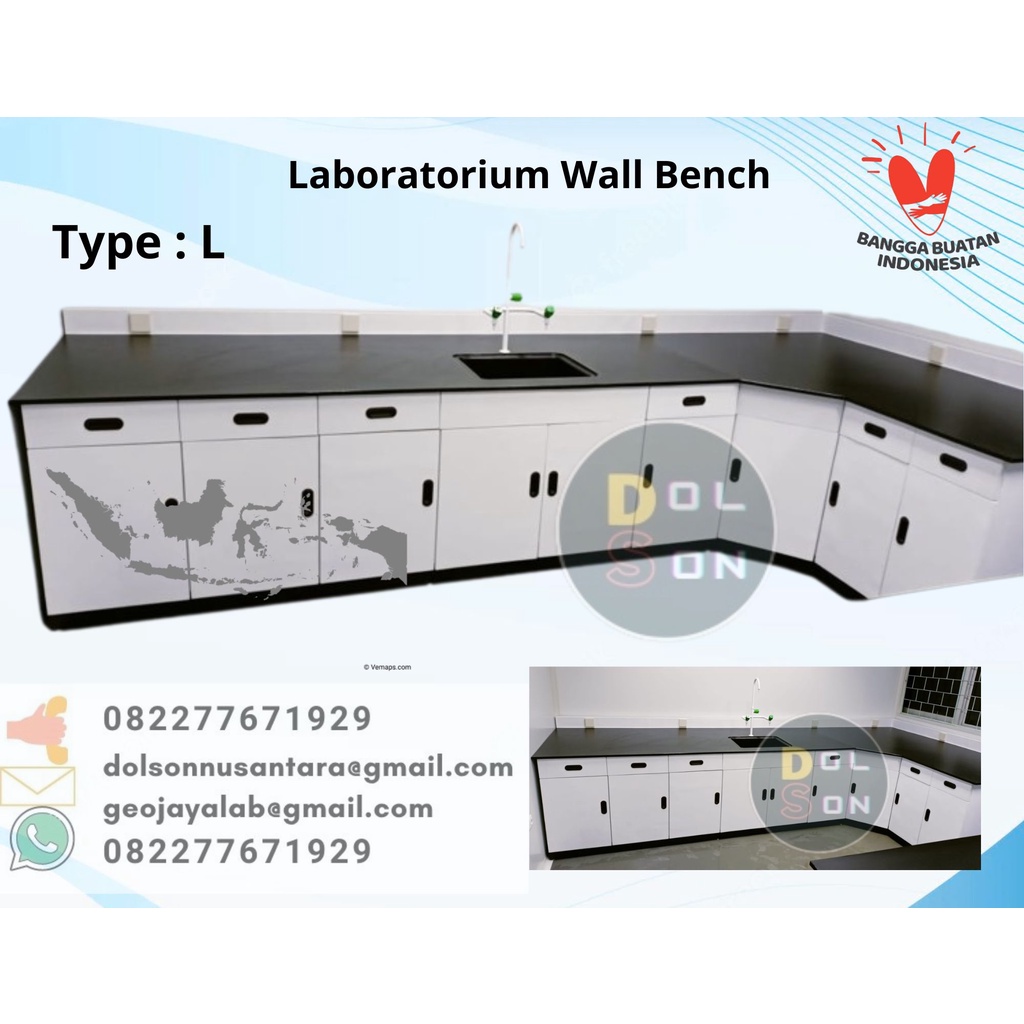 Jual Wall Bench Corner Laboratorium Furniture Island Bench Meja Lab ...