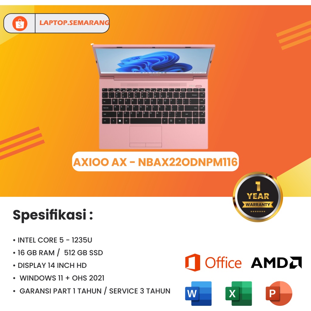 Jual AXIOO MYBOOK Z10 Metal I5 - 1235U 16GB 512SSD 14"HD W11 - PINK | Shopee Indonesia