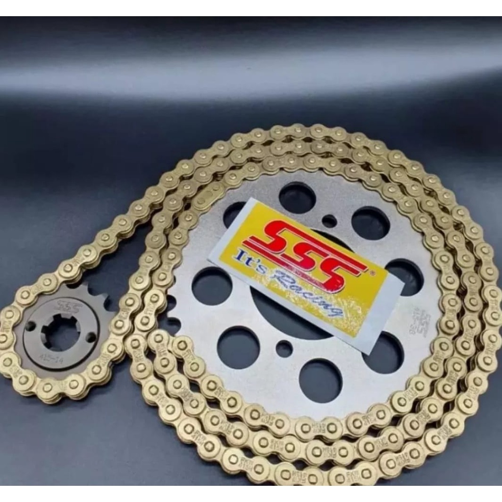 Jual gir set sss gear 415 428 cb cbr 150 sonic supra gtr verza tiger megapro glpro rantai gold ...