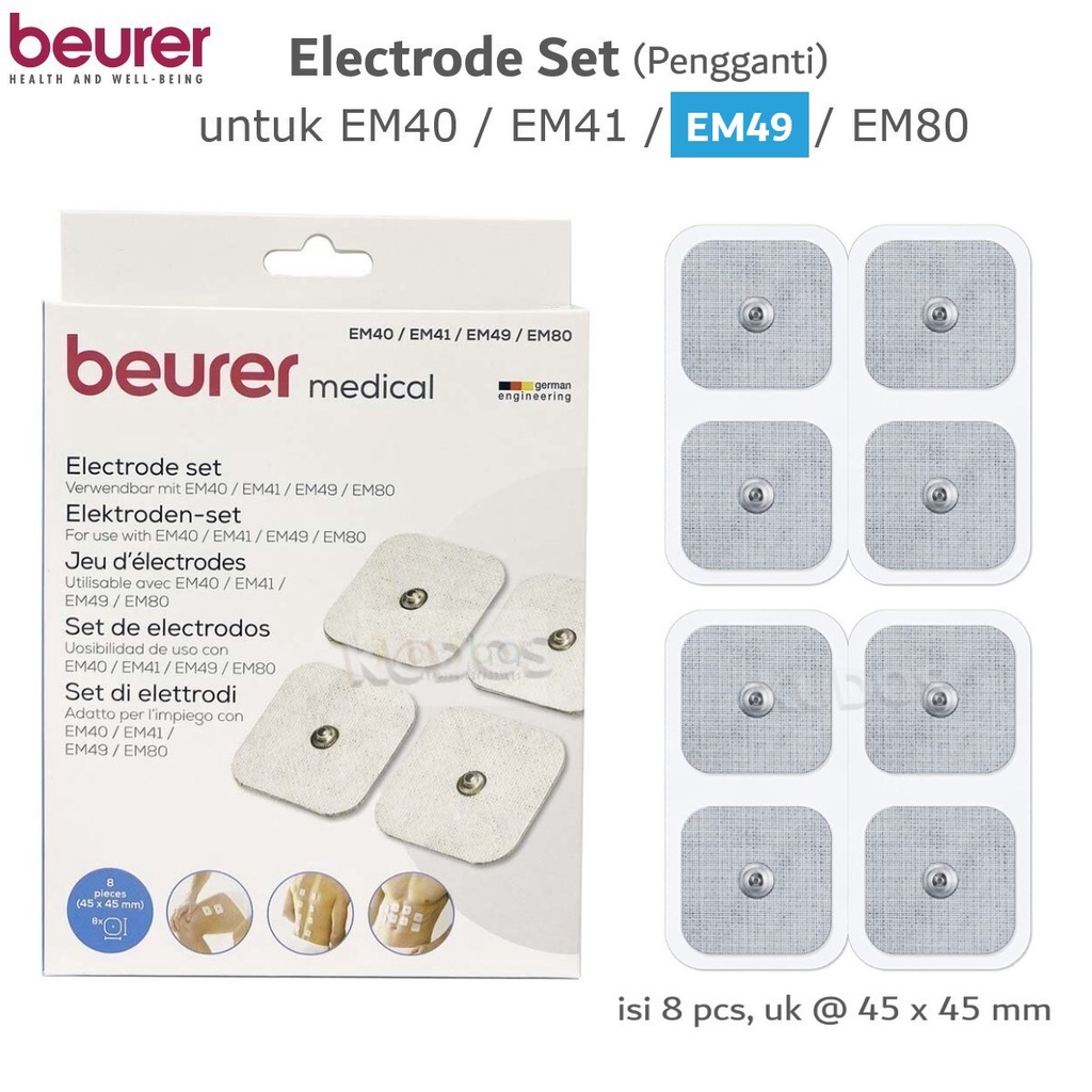 Jual Electrode beurer EM40 / EM41 / EM49 / EM80 - TENS EMS - isi 8 pad ...