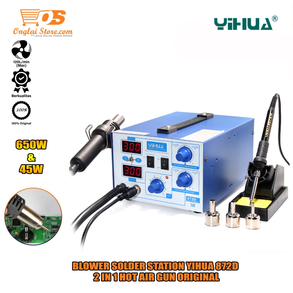 Jual Yihua 872D Blower Solder Uap Hot Air Gun 2 IN 1 Soldering Station Original | Shopee Indonesia