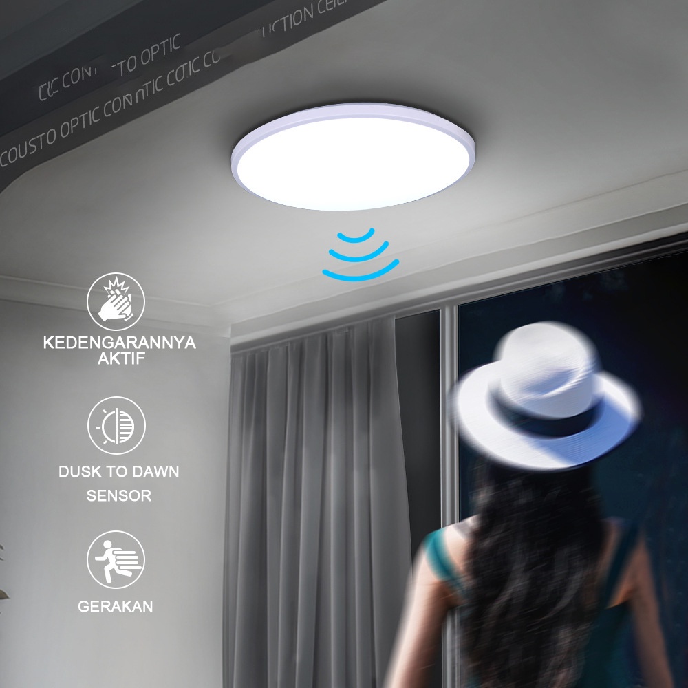 Jual Lampu LED Sensor Gerak Ceiling 20W / Cahaya Kamar Kontrol Suara ...