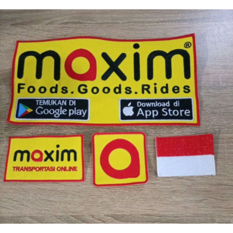 Jual EMBLEM BORDIR LOGO MAXIM KUNING FOOD-GOODS-RIDE'S SEPAKET4PC ...