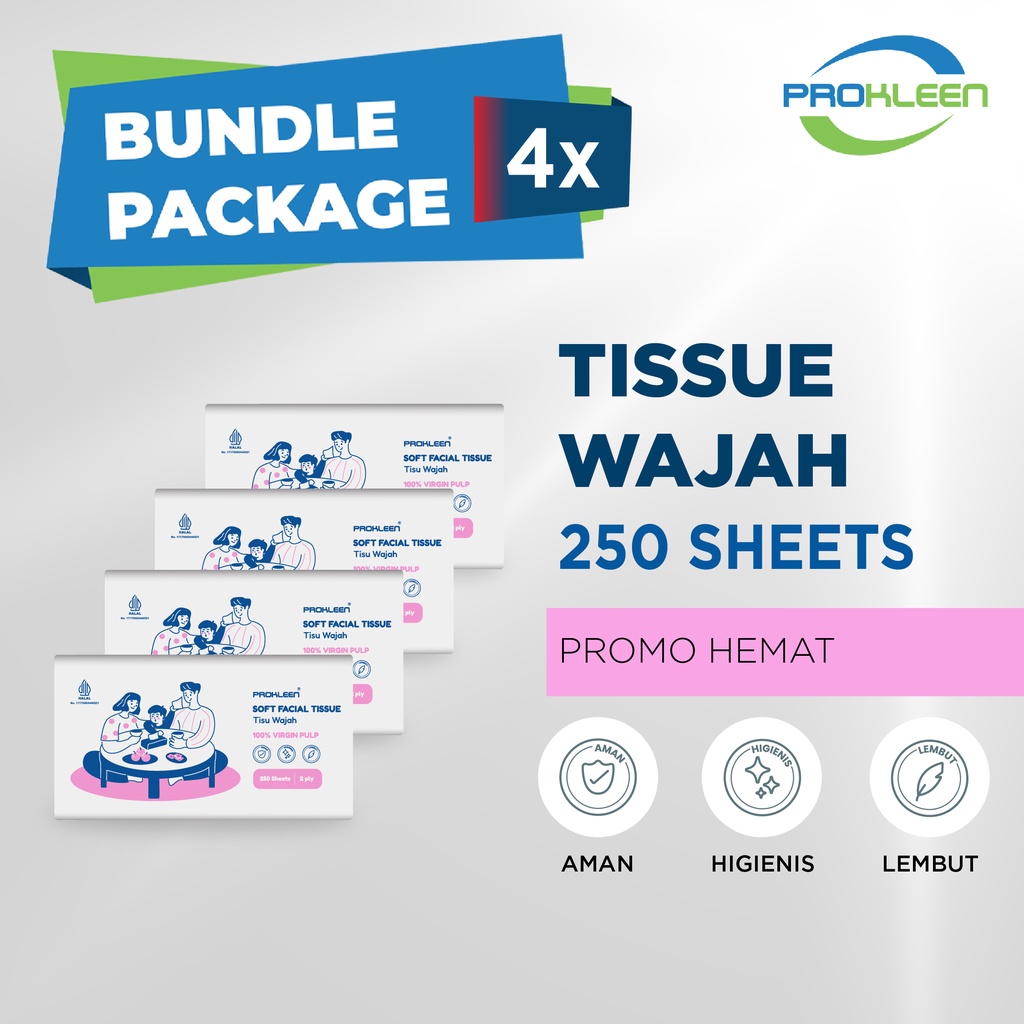 Jual [BUNDLE] SOFT Facial Tissue PROKLEEN Tisu Wajah Tebal Lembut 250s ...
