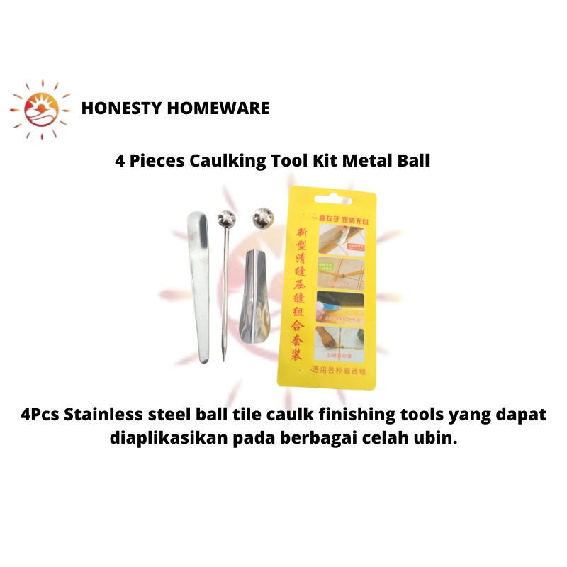 Jual 4 Pieces Caulking Tool Kit Metal Ball Tile Caulk Finishing Tools ...