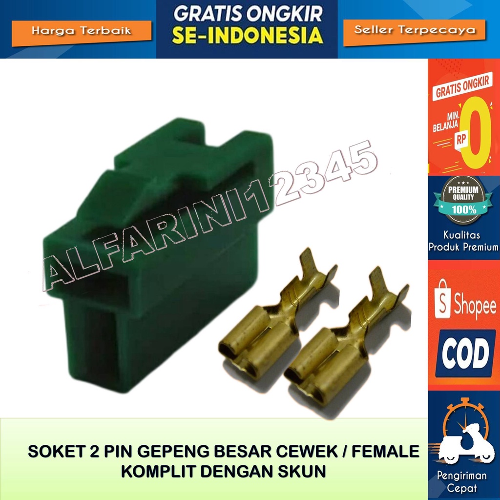 Jual Soket Kabel 2 Pin Besar Cewek Female Komplit Dengan Skun Bahan ...