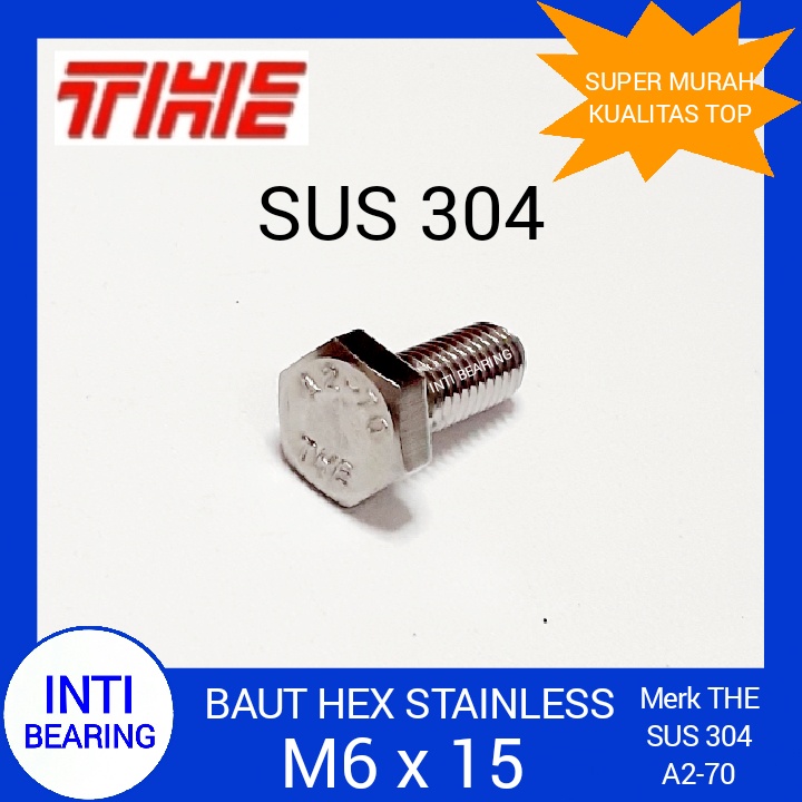 Jual BAUT HEX STAINLESS M6x15 MERK THE M6 x 15 SS SUS 304 HEX SOCKET ...
