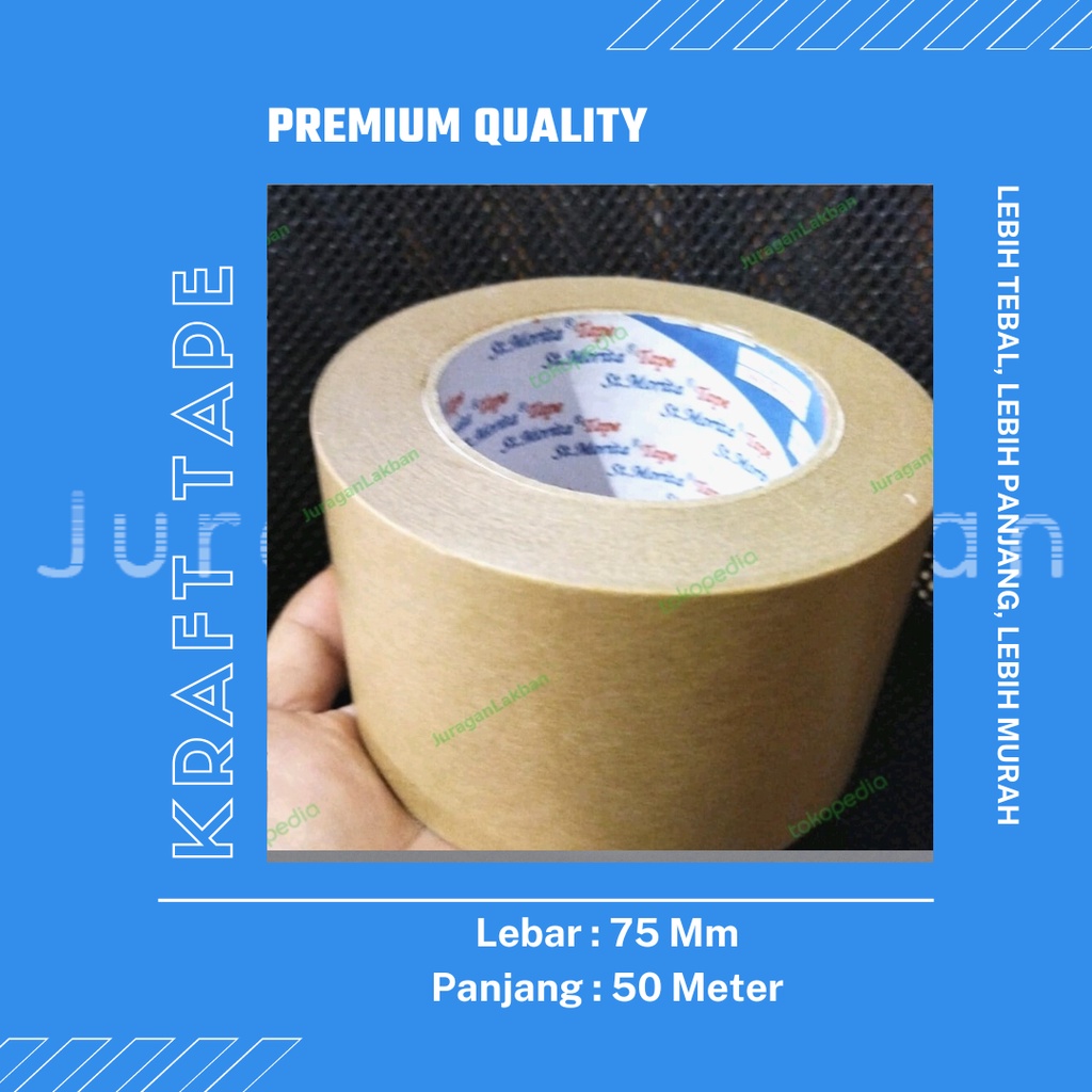 Jual Lakban Kraft Tape Besar 75mm x 50 meter Murah/ Lakban Kertas ...