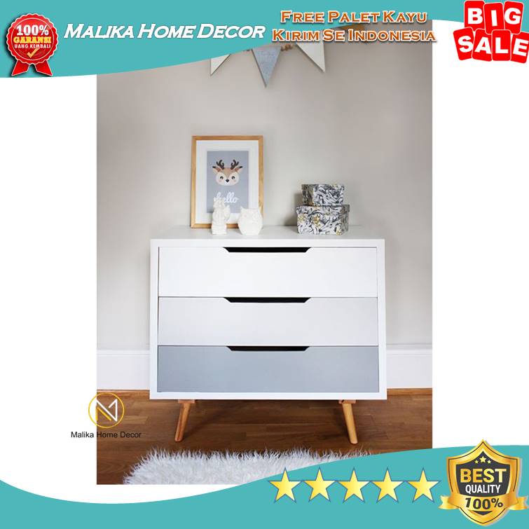 Jual nakas minimalis 3 laci n45 nakas minimalis murah baby storage baju ...