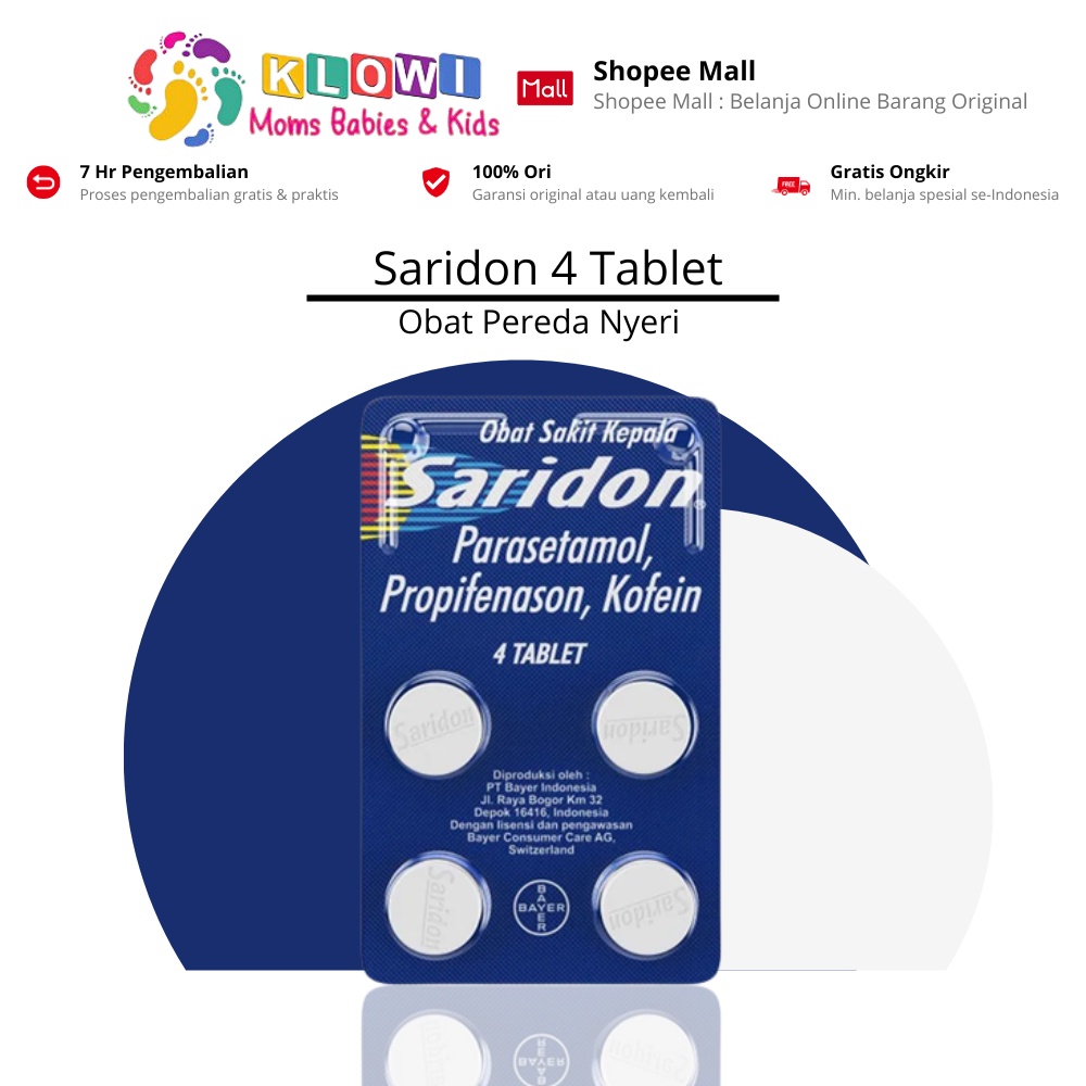 Jual Saridon 4 Tablet / Obat Pereda Nyeri /Sakit Kepala / Demam / Sakit ...