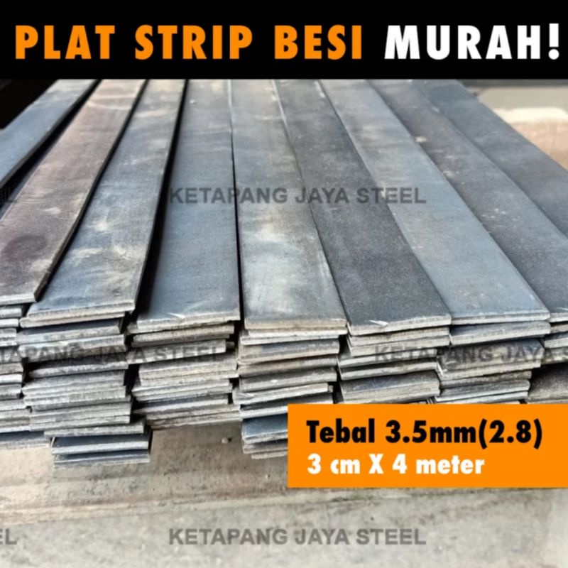 Jual Plat Strip Besi 3.5 mm(2.8mm) x 3 cm x 4 meter PALING MURAH ...