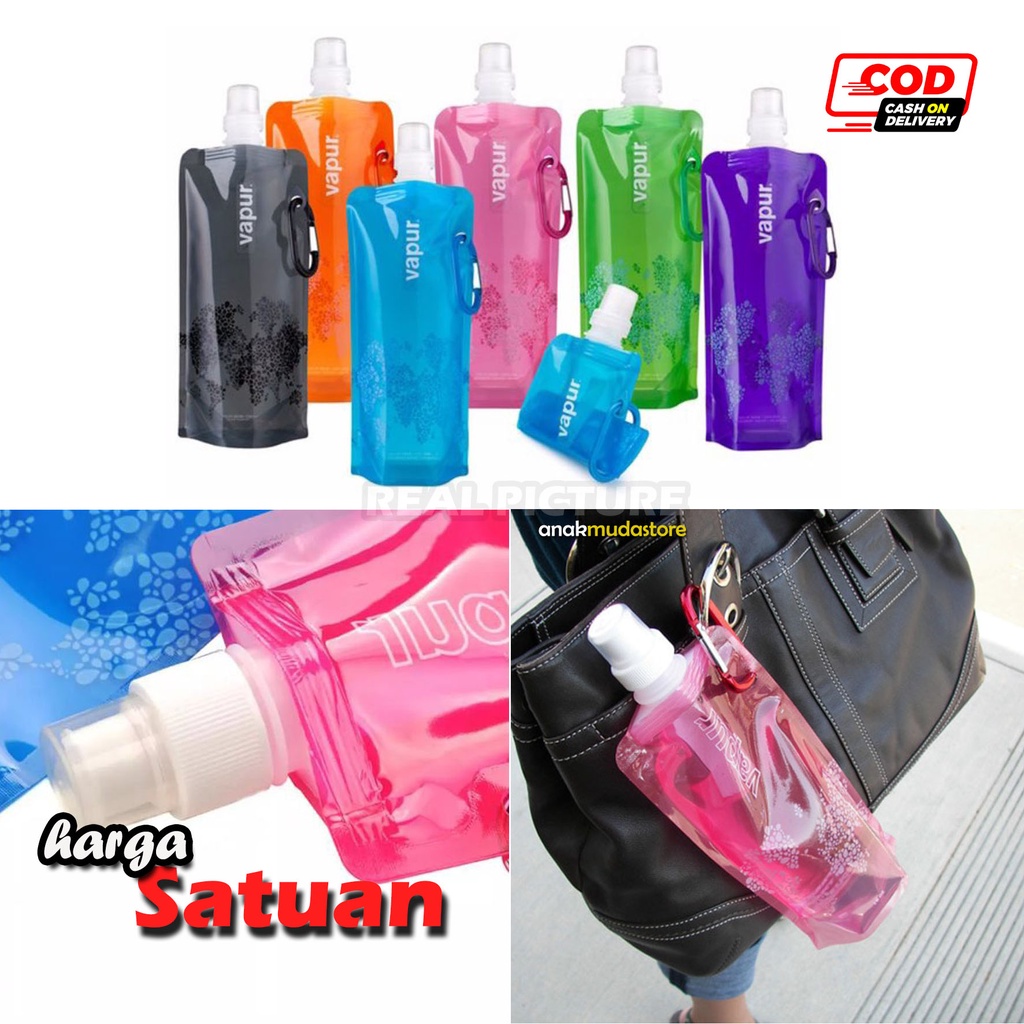 Jual Botol Minum Lipat Camping Hiking Drinking ort Bottle Kantong Air ...