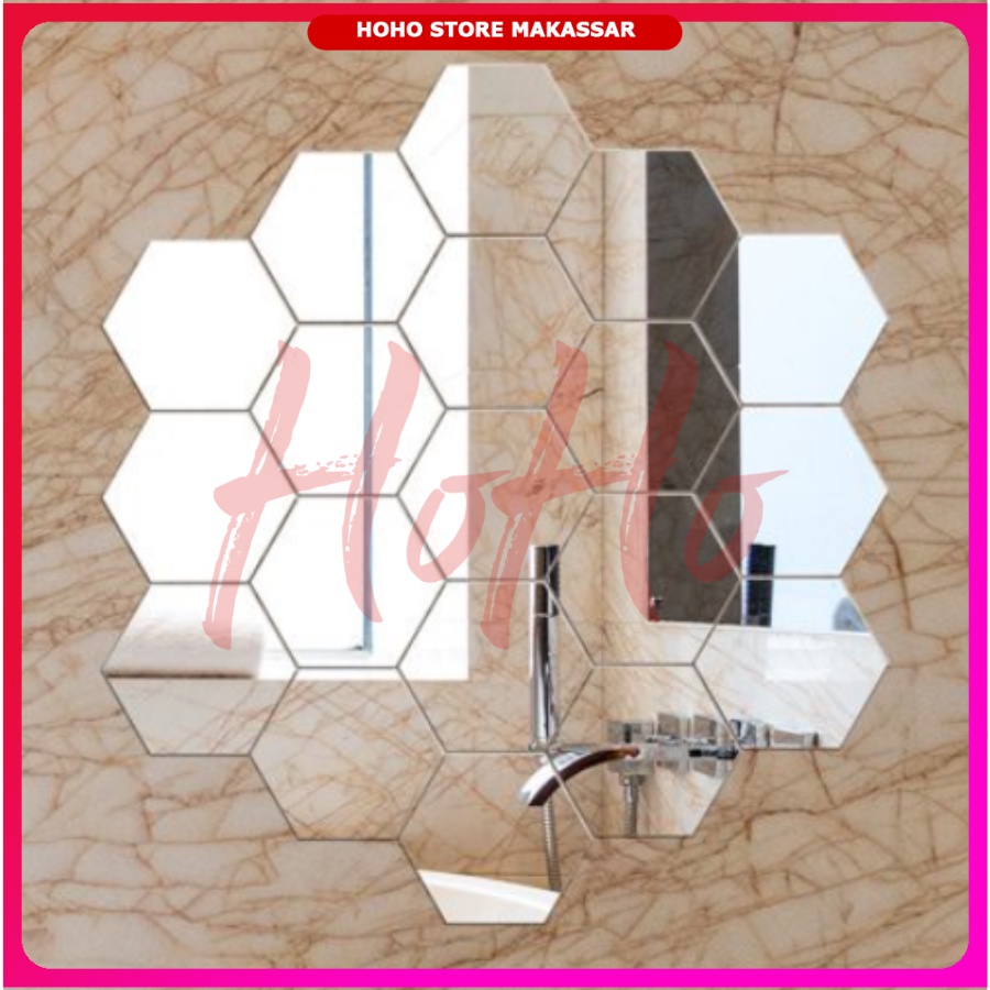 Jual Stiker Cermin Dinding Anti Pecah Segi Enam Tempel Sticker Kaca ...