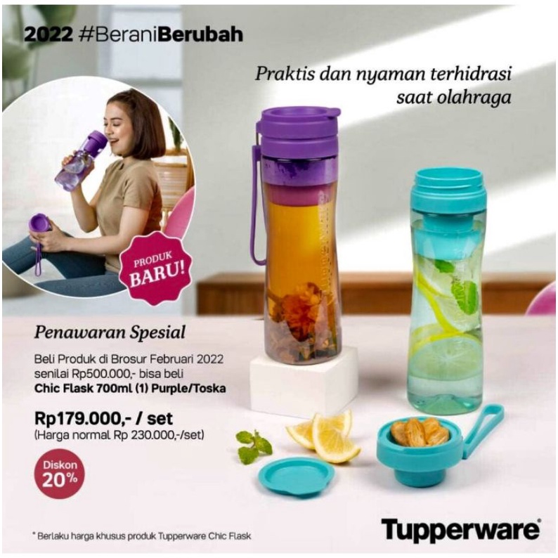 Jual Chic flask 700 Ml / botol minum tupperware | Shopee Indonesia