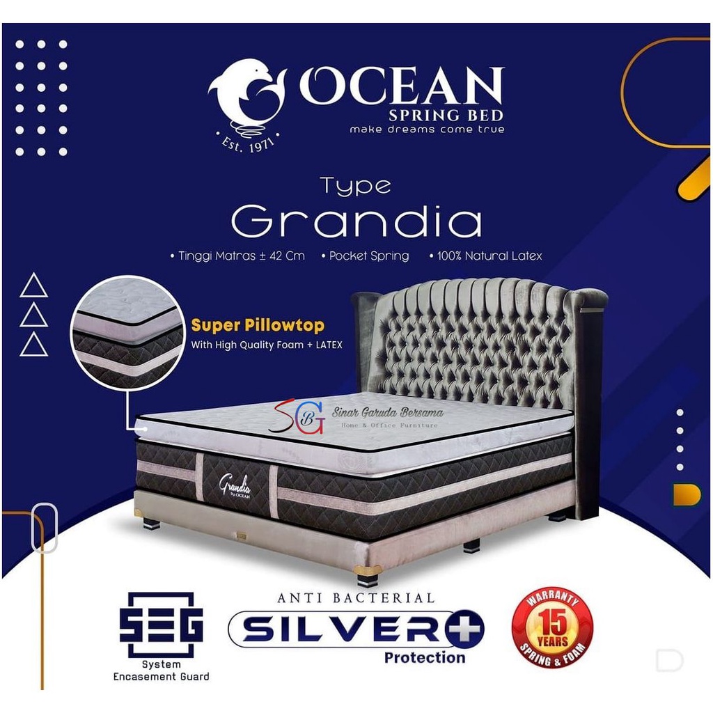 Jual OCEAN GRANDIA POCKET LATEX SUPER PILLOWTOP TINGGI 42 CM KASUR ...