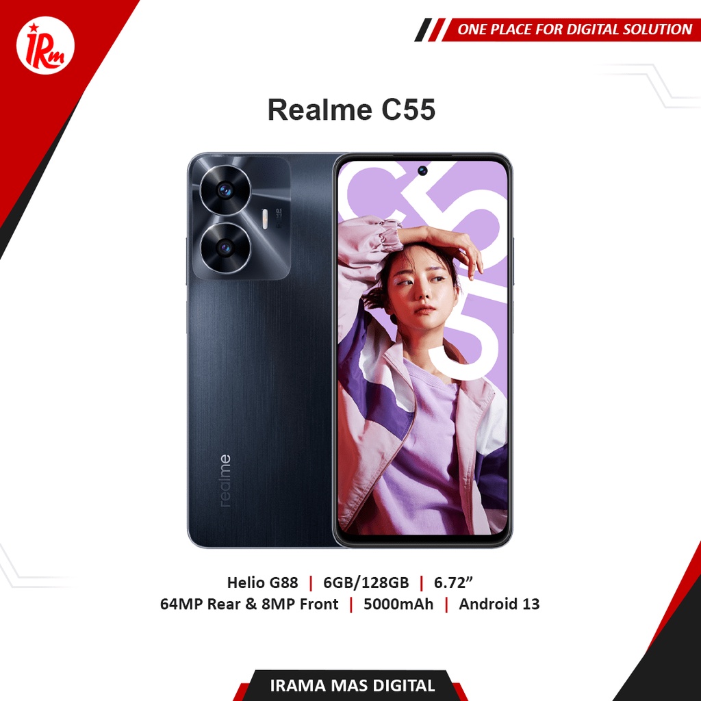Jual Realme C55 NFC - 6GB/128GB (Black, Jingga) | Shopee Indonesia