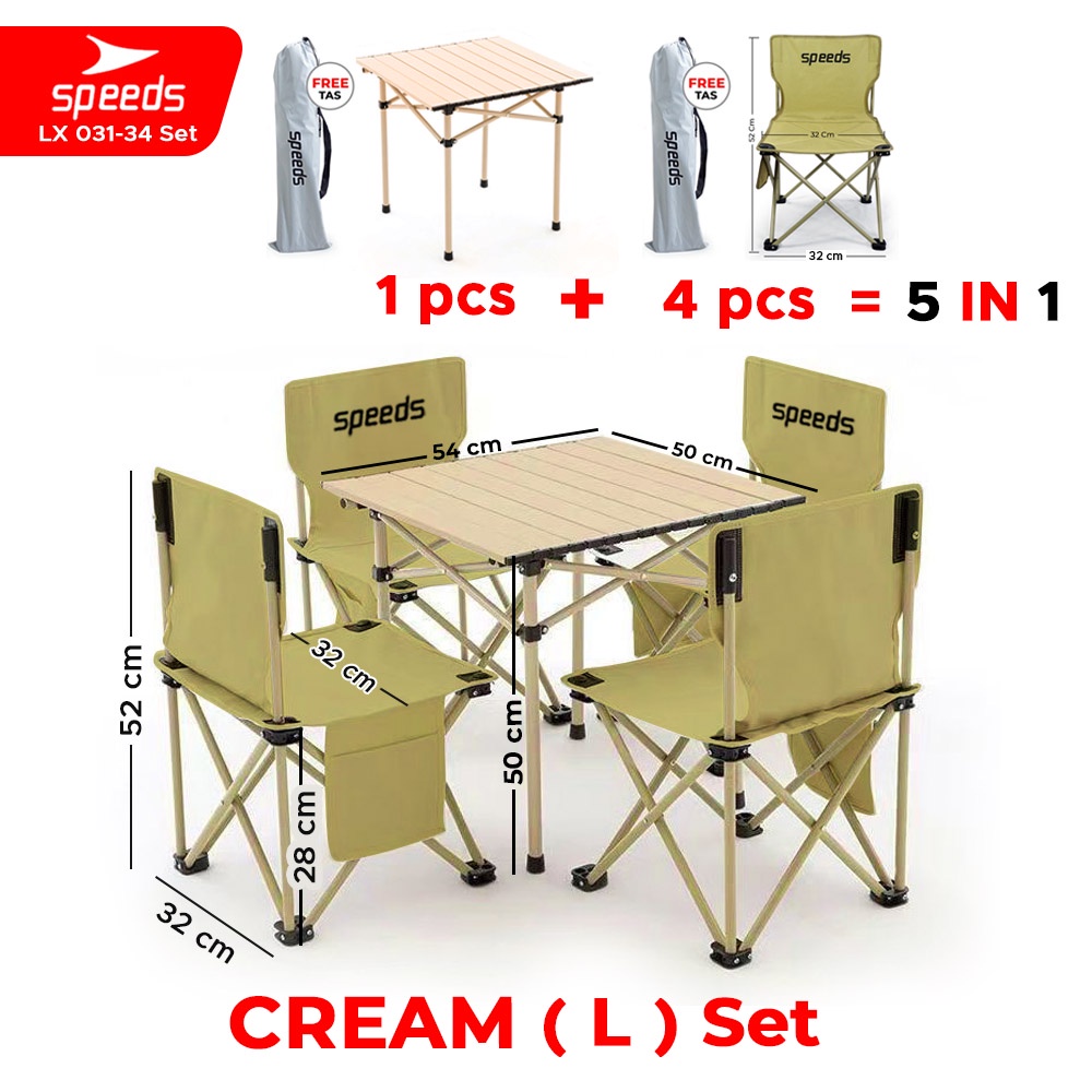 Jual SPEEDS Meja Lipat Kursi Lipat Set Folding Table Chair Meja Camping ...