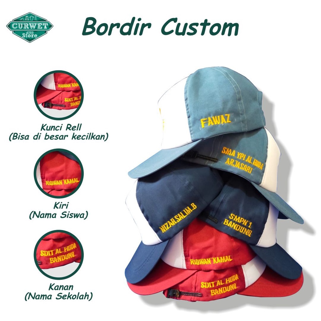 Jual TOPI SEKOLAH SD SMP SMA KUALITAS PREMIUM CUSTOM BORDIR NAMA ...