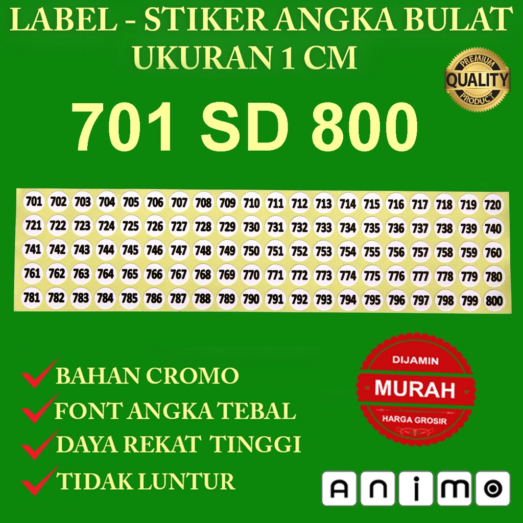 Jual LABEL - STIKER ANGKA BULAT 1 CM - ROUND NUMBER STICKERS 1 CM ...