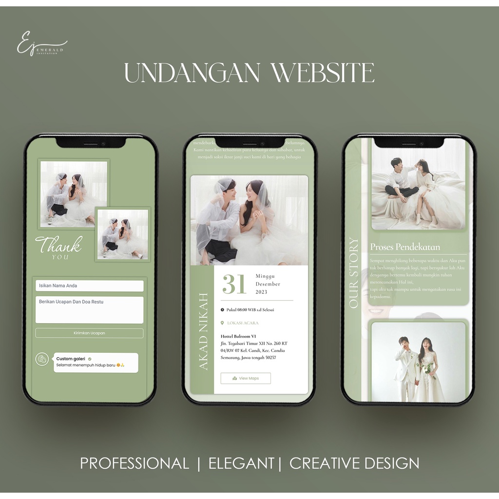 Jual Undangan Website Pernikahan | Tema Sage Green| Premium Digital Web ...
