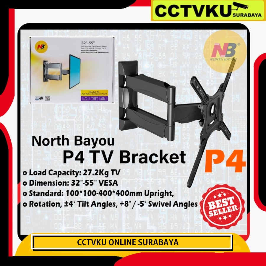 Jual Bracket TV Monitor LED LCD North Bayou NB P4 NBP4 32"-55" Tilt Swivel | Shopee Indonesia