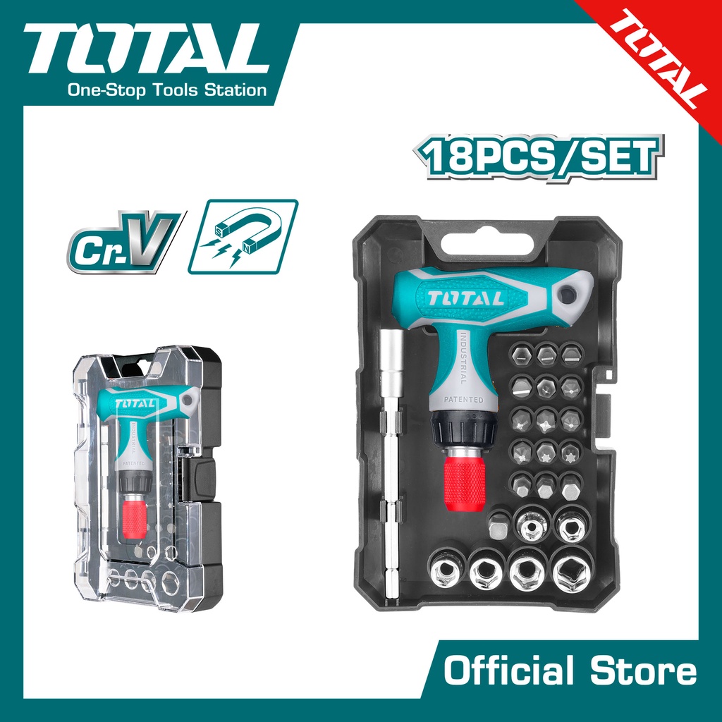 Jual TOTAL 24 Pcs T-handle kunci pas obeng set TACSD30186 | Shopee ...