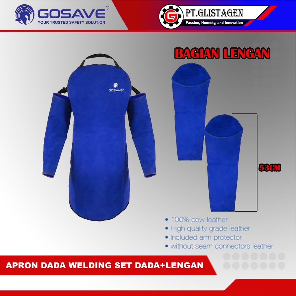 Jual GOSAVE Apron Las Baju Dada Tangan Lengan Celemek Kulit Welding ...