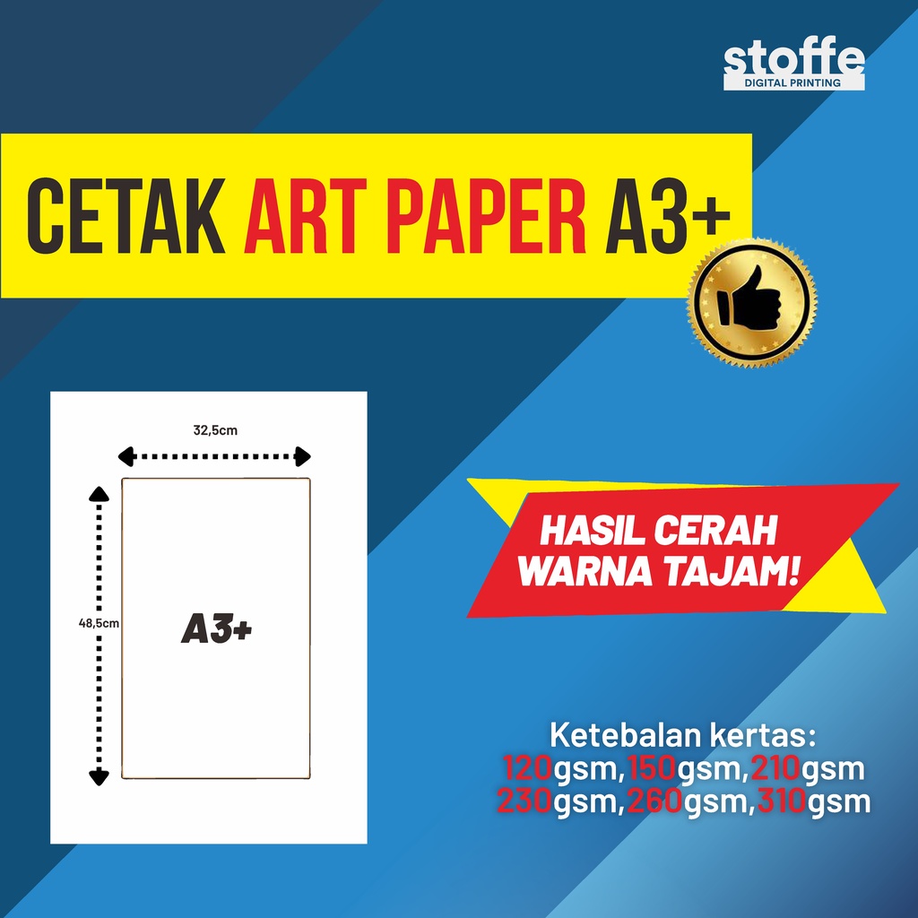 Jual Cetak Art Paper / Poster A3+ 120 150 210 230 260 310 gsm 1 atau 2 ...