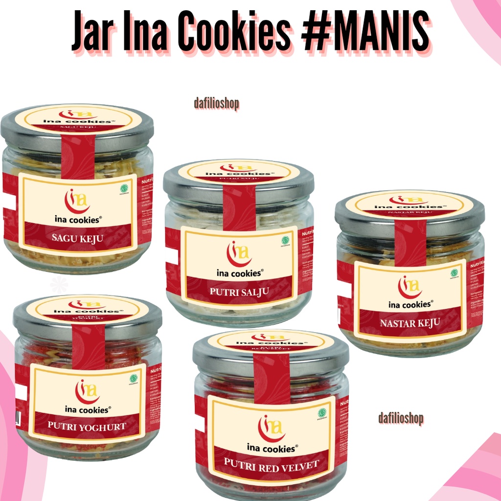 Jual Ina Cookies Jar Kaca Kue Kering Varian Manis Asin Coklat Cokelat ...