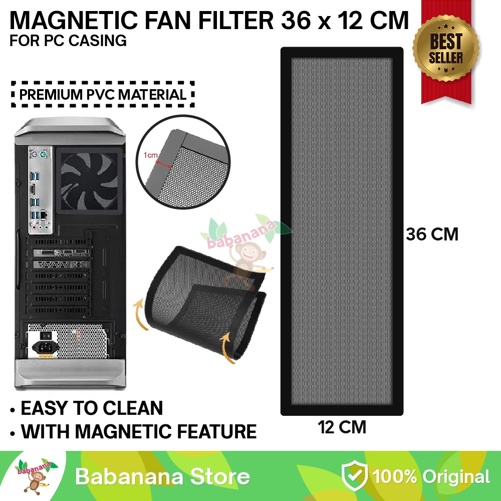 Jual Magnetic Pc Fan Dust Filter Debu Kipas 12x36cm Magnet Casing ...