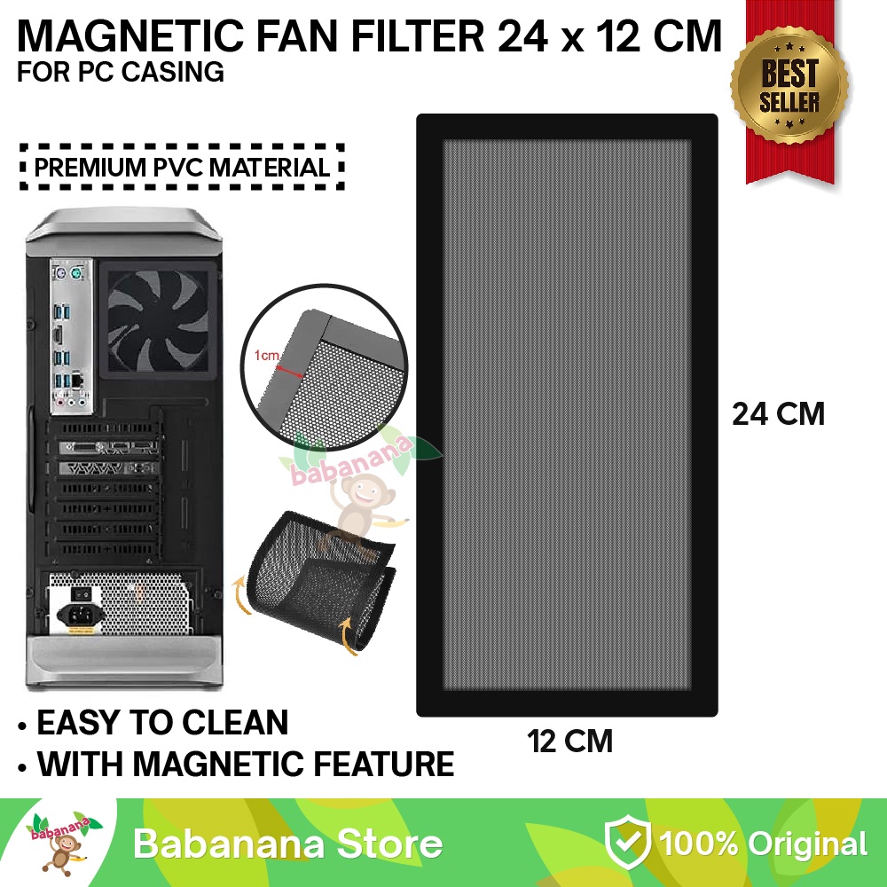 Jual Filter Fan Magnetic 12x24cm PC Casing Kipas Komputer Case Cooler ...