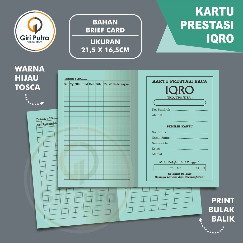 Jual KARTU PRESTASI BACA IQRO | Shopee Indonesia