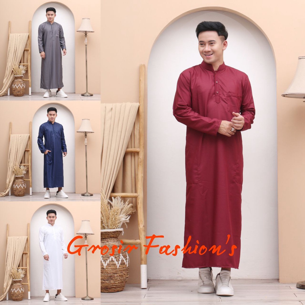 Jual Gamis Pria Jubah Pria Model Haramain Jubah Gamis Pria Polos Katun ...