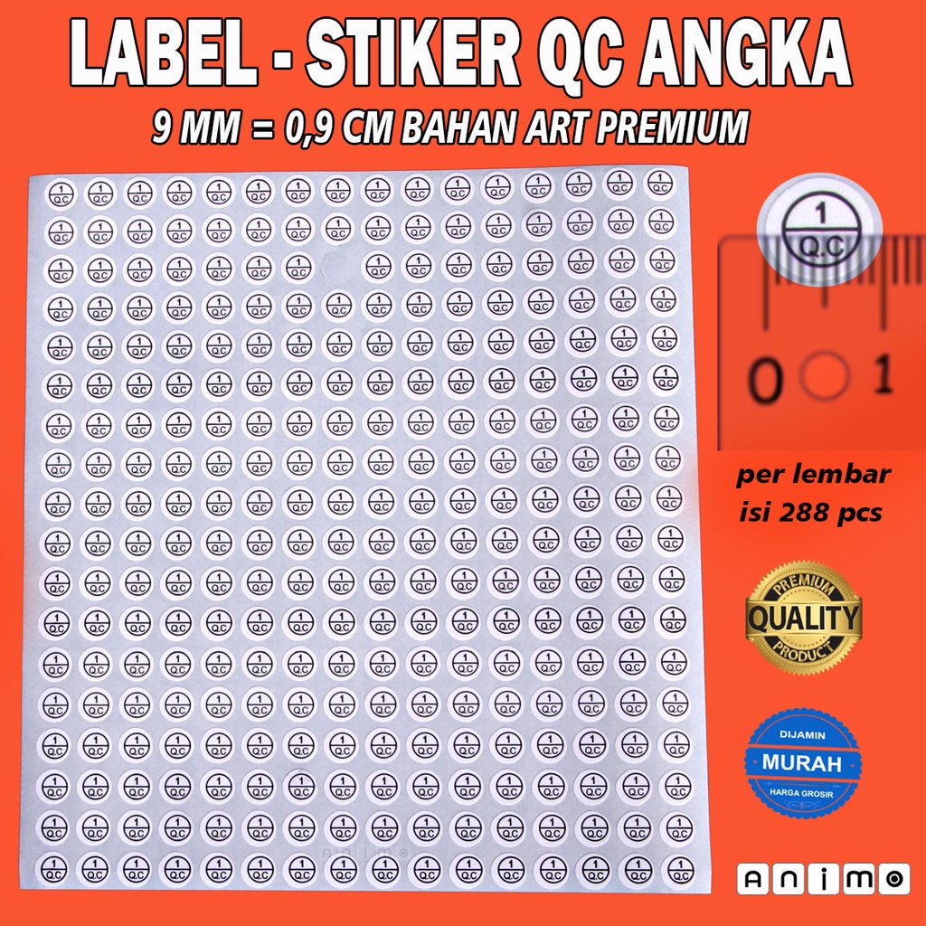 Jual STIKER QC ANGKA - Quality Control Number Sticker 9 MM = 0,9 CM ...