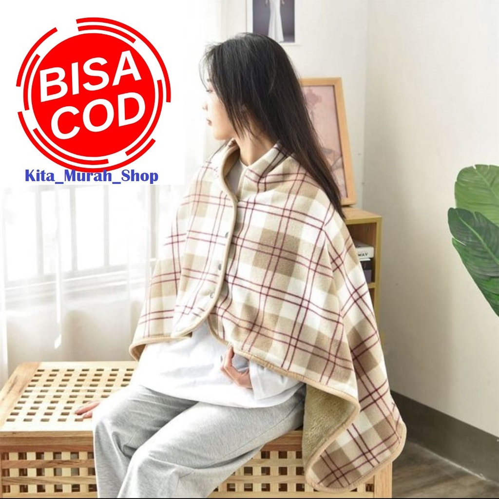 Jual COD Jaket selimut kotak reversibel poncho ponco hangat tebal ada ...