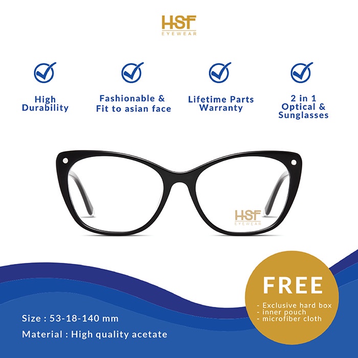 Jual Glassesku Hsf Eyewear Nami Clip On Black | Shopee Indonesia