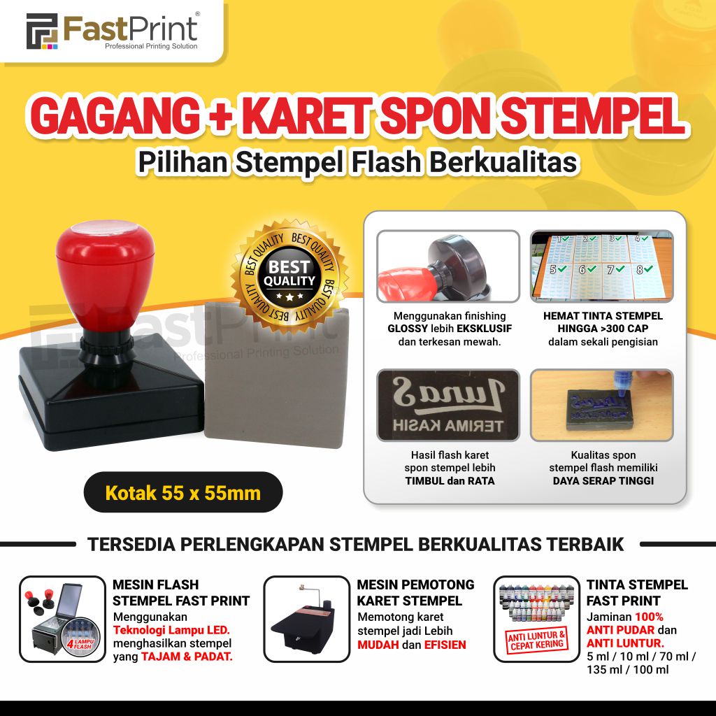 Jual Gagang Stempel Plus Karet Stempel Flash Potongan Ukuran Kotak ...