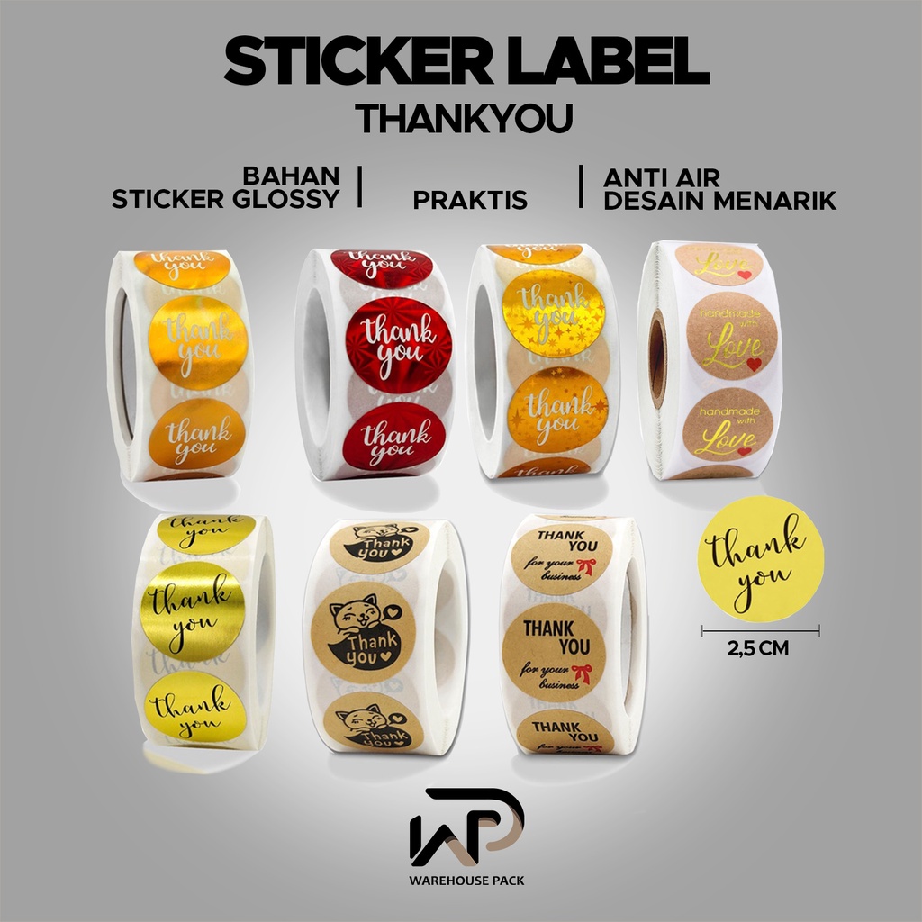 Jual 1 roll (500 pcs) Stiker Label Tulisan Thank You For Your Order ...