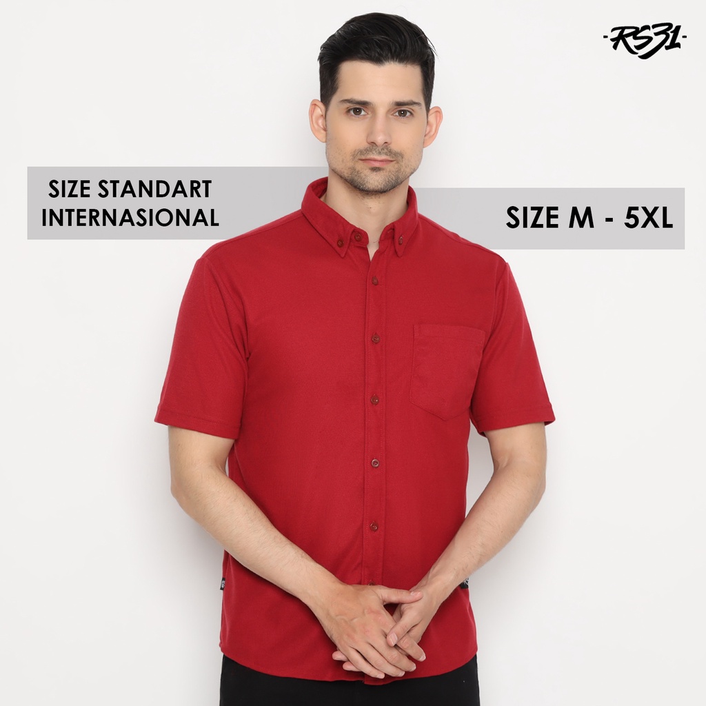Jual RS31 Baju Kemeja Michigan Shirt Maroon Basic Cowok Jumbo - Kemeja Polo Pria Dailywear ...