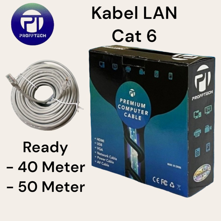 Jual Kabel Lan Cat 6e UTP ORIGINAL PROFFTECH 50 Meter 40 Meter | Shopee ...