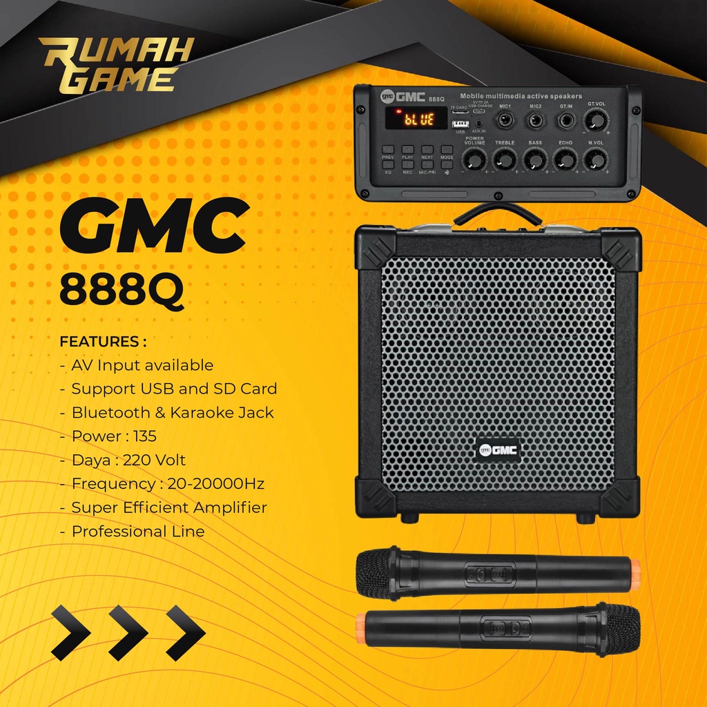 Jual GMC Speaker Ampli Portable Multimedia 888Q ukuran 6.5inc + 2 Mic ...