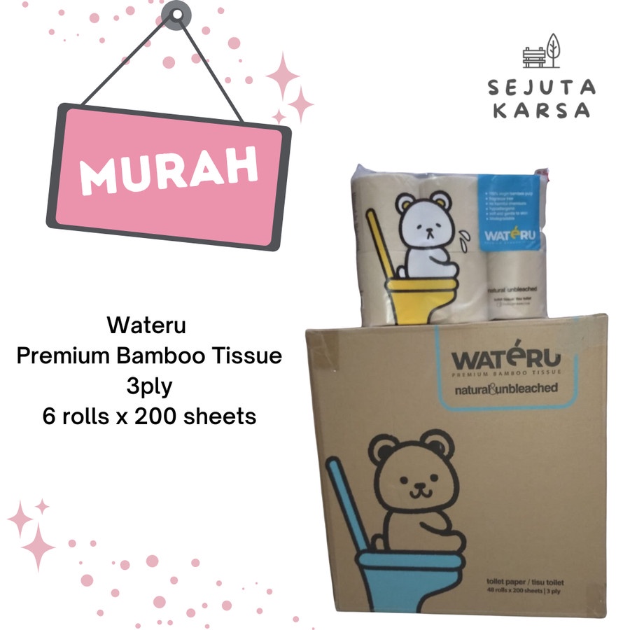 Jual Wateru Premium Bamboo Tissue / Tisu Bambu - Toilet 6 roll (1 pack ...