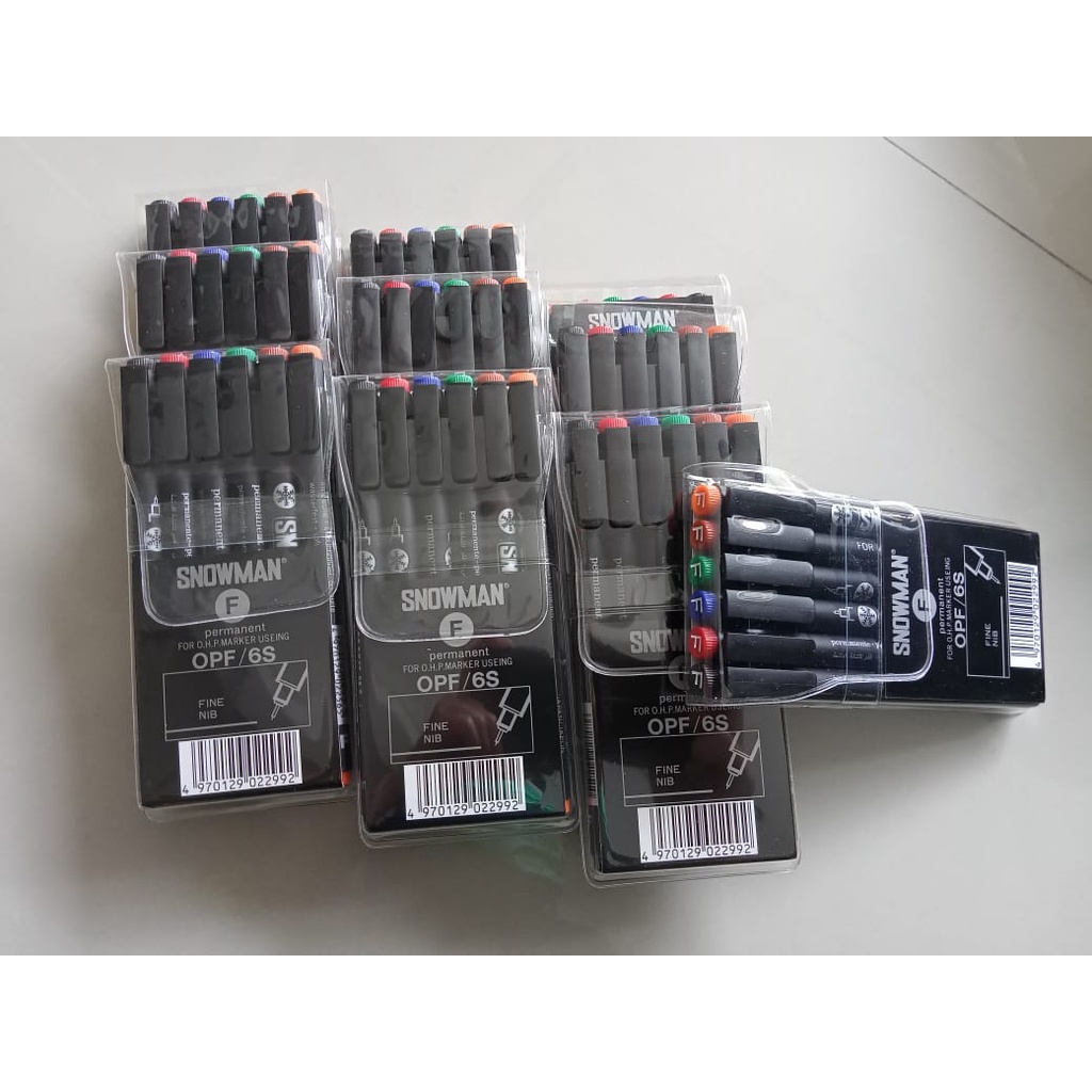 Jual Spidol Snowman Permanen OHP / OPF 6 Warna / SET - HEMAT | Shopee ...