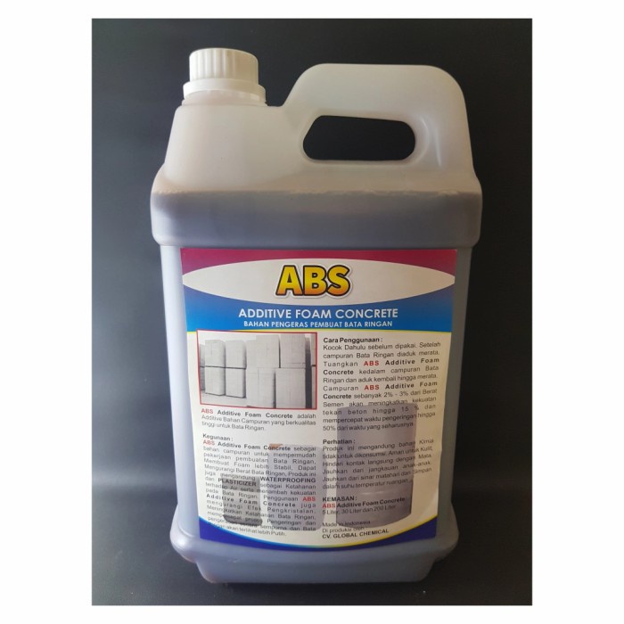 Jual Cairan Pengeras Bata Ringan Abs 5 Liter Addictive Foam Concrete ...